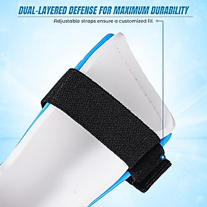 Vizari Frost Soccer Shin Guards - Unique Graphic Lightweight PP Shell - Hard Shell Protection - Foam-Padded Football Shin Pads for Comfort - Adult and Kids Soccer Shin Guards with Adjustable Straps