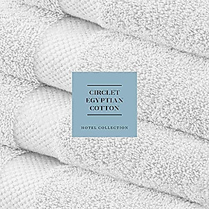 Luxury White Bath Towels Large - Circlet Egyptian Cotton | Highly Absorbent Hotel spa Collection Bathroom Towel | 30x56 Inch | Set of 2