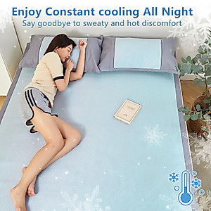 Queen Size Cooling Mattress Pad for Hot Sleeper, Ultra Cold Tech Fiber Cool Mattress Cover, Smooth Noiseless Cooling Mattress Protector, 16'' Deep Pocket(Blue)