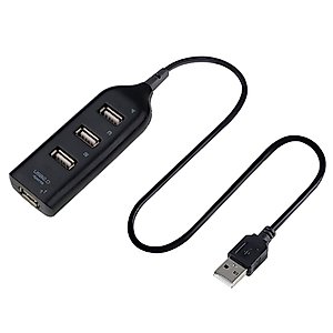 Hub USB 2.0 4-Port Distributor for PC Notebook Computer Notebook Receiver Computer Peripheral Accessories (Black)