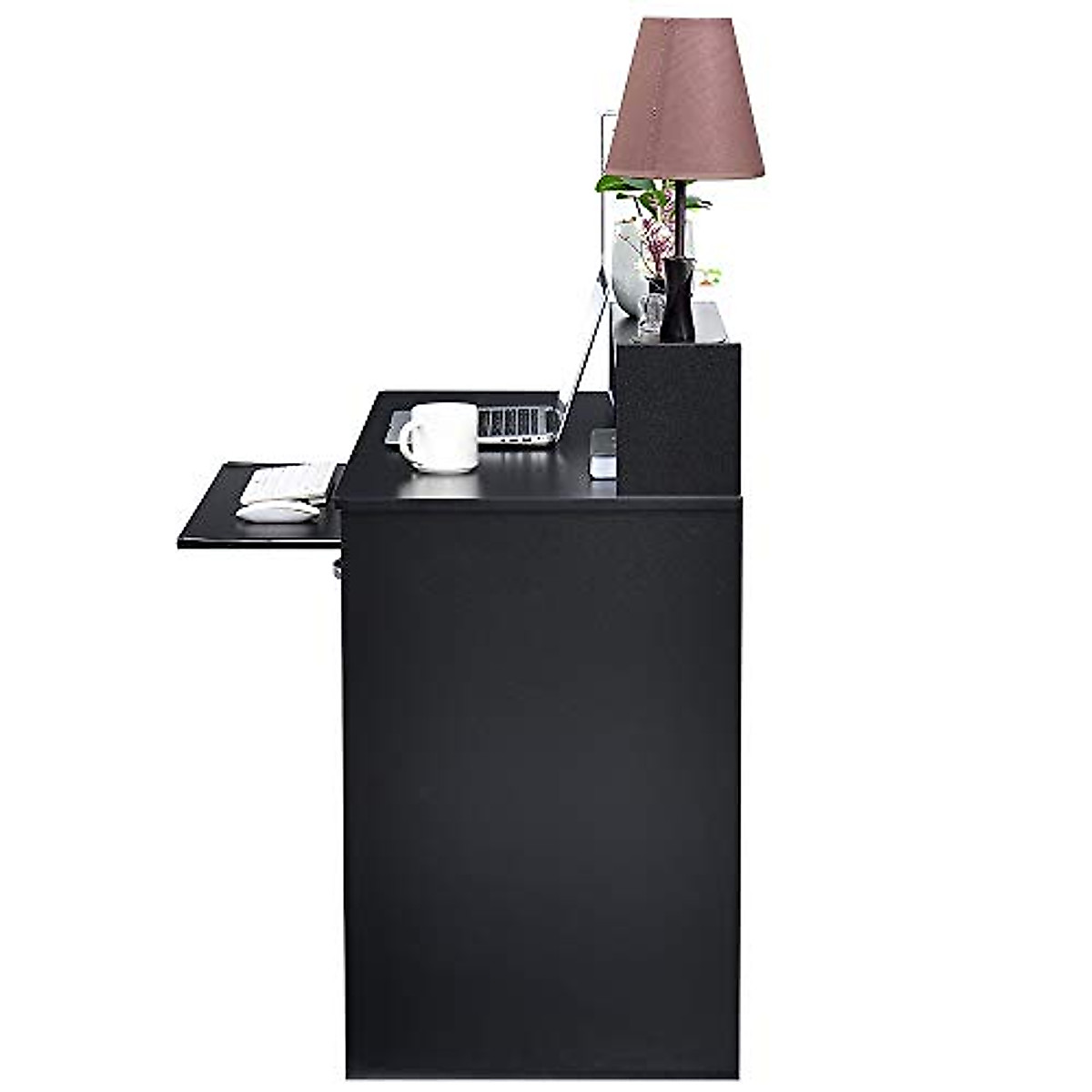 ROCKPOINT Axess Black Computer Keyboard Tray and Drawer Small Home Office Bedroom, Homework and School Studying Writing Desk for Student with Storage