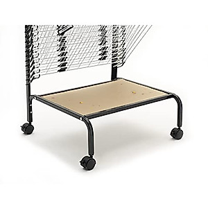 Copernicus Wide 20-Shelf Spring-Loaded Rolling Art Drying Rack for Classrooms and Art Studios, White/Black