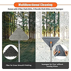 85 Inch ​Wall Mop Wall Cleaner with Long Handle , 360° Rotating Microfiber Dust Mop, Skirting Cleaning Tool Ceiling Gasket Window Cleaning Kit with 39" to 85" Extension Pole and 6 Replacement Pads