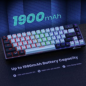 GEODMAER 65% Wireless Mechanical Gaming Keyboard, Triple Modes 2.4G/Bluetooth/Wired RGB Backlit Gaming Keyboard, Wireless Red Switch Mechanical Keyboard, Compact Wireless Keyboard for PC Win Mac Gamer