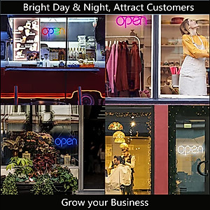 LED Open Sign,16x6 inch Open Sign for Business,With multiple flashing modes, Ideal for Restaurant, Bar, Salon and More,24V/1A Power Supply，with Open/Close Sign (white)