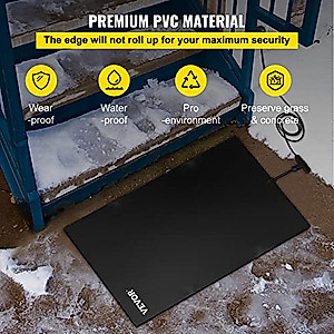 VEVOR, 20in x 30in Walkway, 120V Ice, PVC Heated 6ft Power Cord, Slip-Proof, Ideal Winter Outdoor Snow Mat, 2'' per Hour Melting Speed, Black