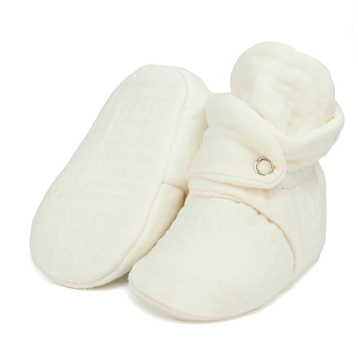 Ella Bonna Muslin Baby Booties 0-6 Months Slipper Toddler Shoes, Infant Baby Girl Booties, Baby Boy Slipper Socks, Cream