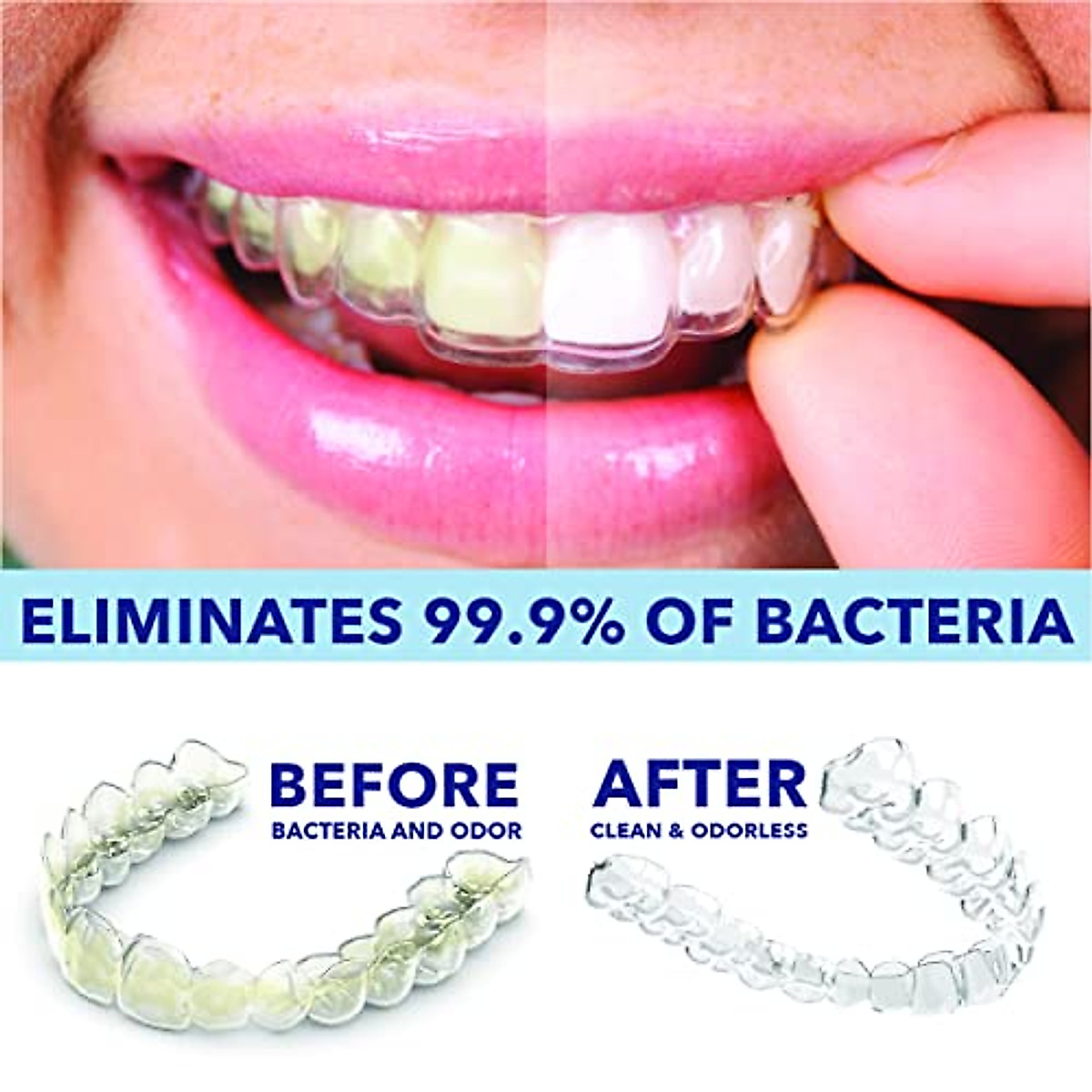 CUSTMBITE All Natural Dental Appliance Cleaner, Made in USA, Dentures, Retainers, & Mouthguards, No Harsh Chemicals