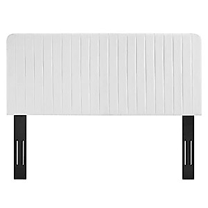 Modway Milenna Channel Tufted Fabric Headboard, Full/Queen, White
