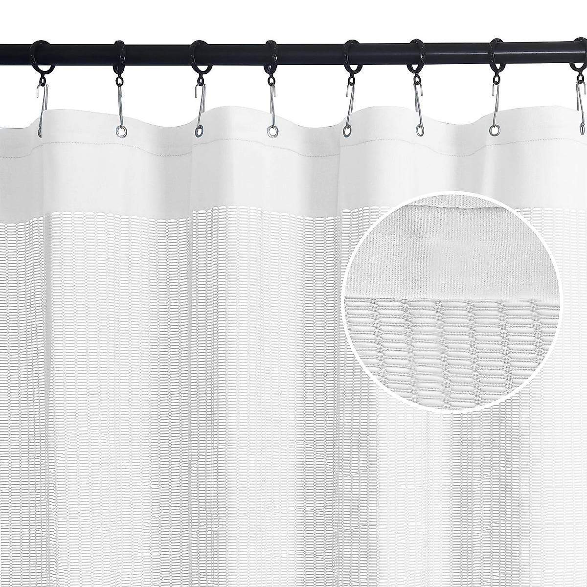 Hospital Privacy Partition Silver Grommet Curtain, Extra Wider Medical Privacy Curtain for Room Divider, Cubicle Divider Curtain for SPA Clinic Show Room(1 Panel,12ft Wide x 7ft Tall,White)