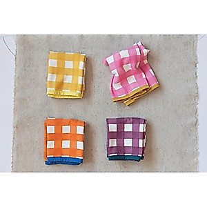 Creative Co-Op Cotton Check Pattern, 4 Colors Tea Towels, 28" L x 18" W x 0" H, Multicolor