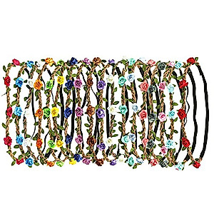 HOPEANT 18 PCS Multicolor Flower Headband Women Girl Bohemian Flower Crown Garland headpieces For Festival Wedding
