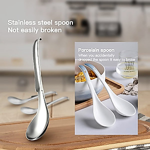 Dinner Soup Spoons, 4 Pcs Stainless Steel Spoons Table Spoon Silverware Silver Spoons for Soup, Rice, Tea, Milk, Coffee, Dessert, Dishwasher Safe