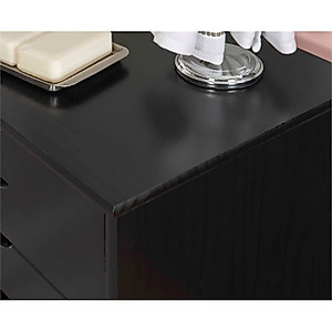 Pemberly Row Mid Century Six Drawer Wood Rolling Storage Cart in Black