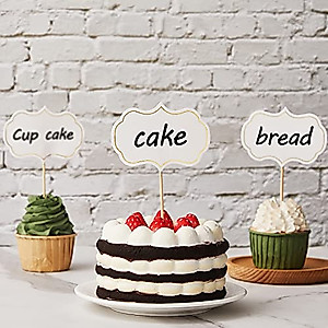 50 Pieces Cheese Markers for Charcuterie Board Buffet Labels Food Tags Blank Toothpick Flags Appetizer Signs Chalkboard Cupcake Toppers Picks for Wedding Birthday Party Decorations (White)