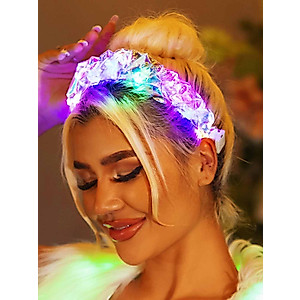 CAKURE Light Up Headband Flash Glowing Hair Band Headbands Laser Hair Hoop for Nightclub Party Costume Headwear Decoration Hair Accessories for Women and Girls
