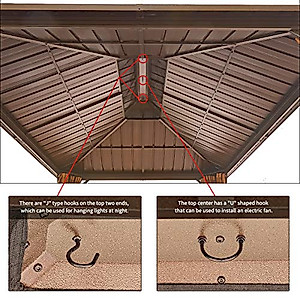 MELLCOM 10' X 13' Hardtop Gazebo, Galvanized Steel Vertical Stripe Double Roof Outdoor Gazebo, Aluminum Frame Metal Gazebo with Netting and Curtains for Patios, Gardens, Lawns