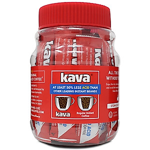 Kava Low Acid Instant Coffee Single Serve Stick Packets, 20 Count