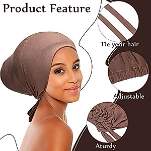 6 Pcs Hijab Scarf for Women Hijab UnderCap Hijab Cap Underscarf Adjustable Under Scarf Hat Islamic Muslim Scarf Caps with Tie Back Closure