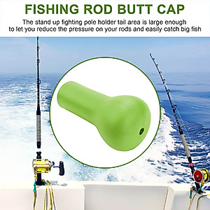 Pteanecay Rod Butt Cushion Fishing Cap,Floating Eva Foam Fishing Rod Cover for Large Fishing Rods (Green)