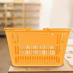 POPETPOP Plastic Shopping Basket with Handle- 16L Portable Handheld Storage Basket Used for Supermarket, Retail, Bookstore