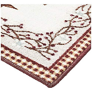 Brumlow Mills Bless Our Home Berry Blossoms Floral Welcome Door Mat for Entryway, Kitchen, or Home Décor Area Rug, 20" x 44", Deep Red