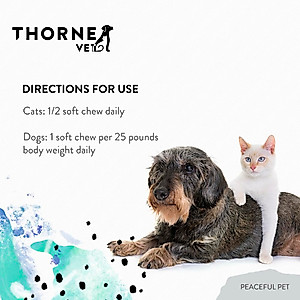 ThorneVet Peaceful Pet Calming Chews for Dogs & Cats - Soft Chews with Calming Nutrients & Botanicals to Support a Healthy Nervous System - Bacon Flavor Dog Treats with Amino Acids & Vitamins - 90 ct