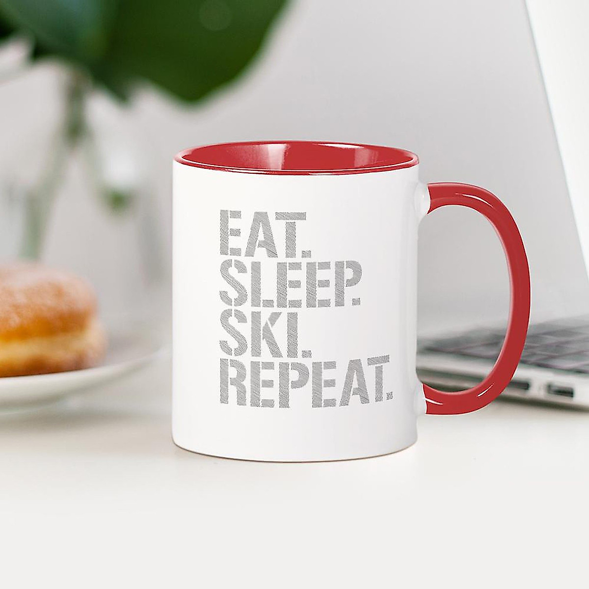 CafePress Eat Sleep Ski Repeat Mugs Ceramic Coffee Mug, Tea Cup 11 oz