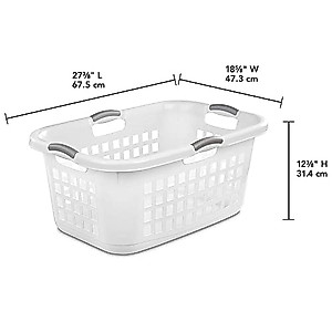 Sterilite Ultra 2 Bushel Plastic Stackable Laundry Clothes Basket Bin with 4 Comfortable Grip Handles and Airflow Holes, White (24 Pack)
