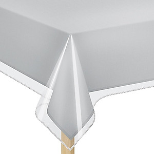 Elaine Karen Clear Plastic Tablecloth 100% Waterproof Table Protector Crystal clear plastic cover for dining table Heavy Duty Vinyl, 60" x 108" Rectangle