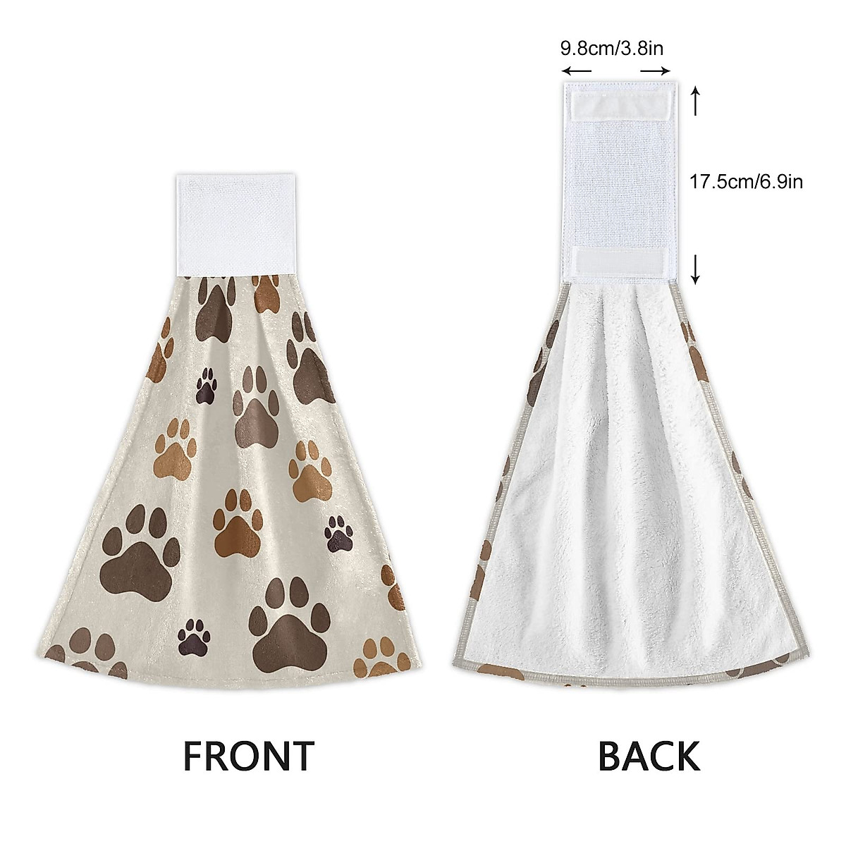 Dogs Paw Prints Hanging Kitchen Towels Animal Pets Bathroom Hand Tie Towel Fast Drying Dish Tea Towels for Bath Tabletop Gym Home Decor Set of 2