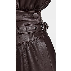 Rebecca Taylor Women's Vegan Leather Midi Wrap Skirt, Deep Port, Purple, Brown, 0