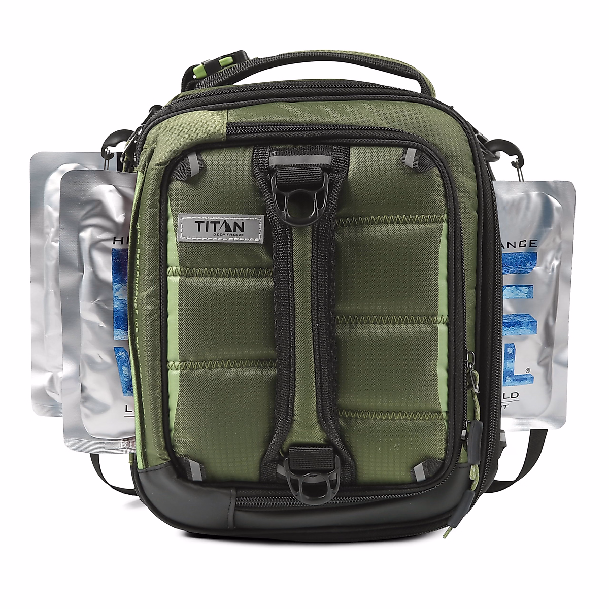 Arctic Zone Titan X Fridge Cold Dual Compartment Expandable Insulated Lunch Pack with 3X 250g High Performance Ice Walls, Olive Green