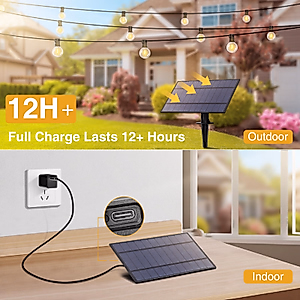 ZJOJO Solar Outdoor String Lights 35FT G40 Globe Patio Lights Outdoor String Lights Solar Powered with 15 Edison Glass Bulbs 2700K Shatterproof Hanging Lights for Porch Garden Backyard Pergola Bistro