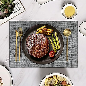 Placemats Set of 7 Dining Table Place Mats Gray - PVC Modern Table Mat Placemats No Slip, Placemat for Kitchen Dinner Coffee Outdoor