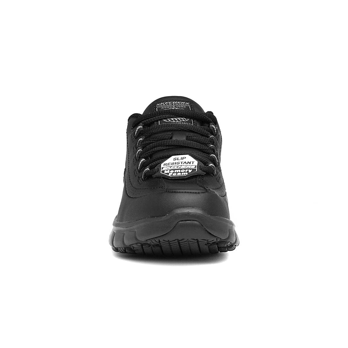 Skechers Women's Sure Track-TRICKEL Work Shoes, Black Leather, 7