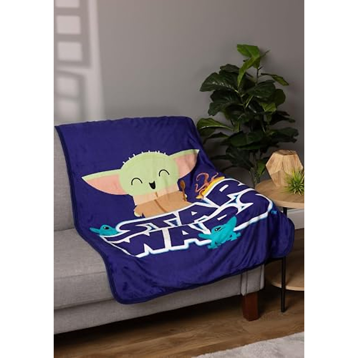 Northwest Star Wars - The Mandalorian Silk Touch Sherpa Throw Blanket, 40" x 50", Snack is The Way