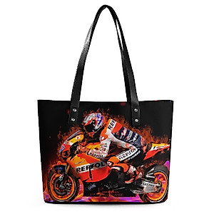 Womens Handbag Motorcycle Motocross Leather Tote Bag Top Handle Satchel Bags For Lady