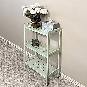 Anthology Spa Asta 3-Tier Free Standing Rectangular Bathroom Utility Storage Shelf Rack, Powder-Coated Metal Storage Shelf Stand, B301 (Light Sage), 22 inch W x 11 inch D x 35 inch H