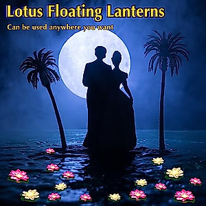 24 Pcs Floating Pool Lights Lotus Floating Lanterns Lifelike Artificial Floating Flowers for Pool with LED Lights Battery Operated Lily Pads Water Lantern for Decor (White, Pink, 3.94 Inch, 5.91 Inch)