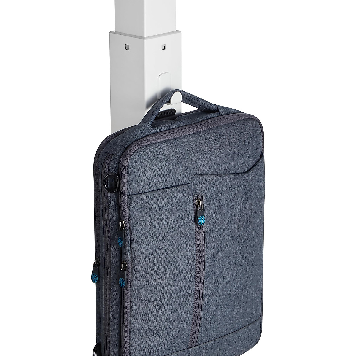 AVLT 44" Height Adjustable Foot Pedal Rolling Desk with Shelf (3 ft 8 inches) - Pneumatic Laptop Standing Desk Cart - Mobile Laptop Cart - White Computer Projector Cart with Brake Casters