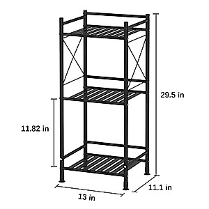 TZAMLI 3 Tier Shelving Unit, Free-Standing Bathroom Storage Shelves, Metal Heavy Duty Storage Rack Shelf for Small Space Kitchen Balcony Office, Matte Black