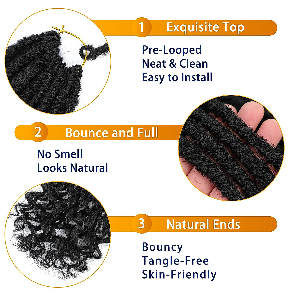 Goddess Locs Crochet Hair 6 Packs 16 Inch Straight Faux Locs Crochet Hair for Black Women, Crochet Pre-Looped Curly Hair Soft Faux Locs Synthetic Braiding Hair Extensions (16 Inch, 6 Packs, 1B#)