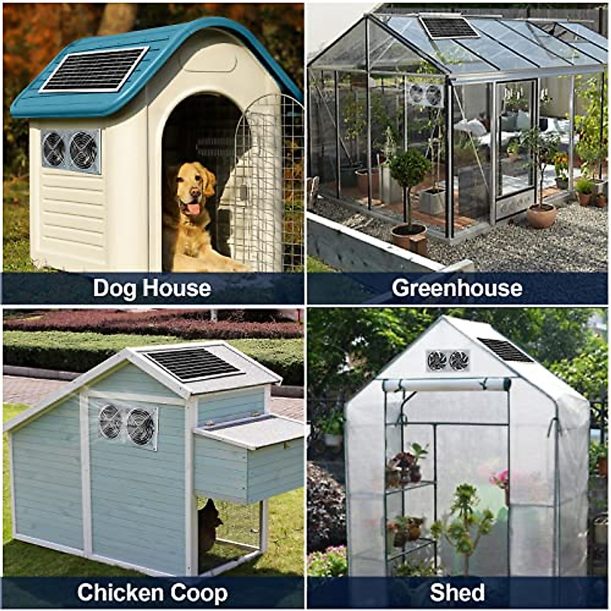 LiL DiHo Solar Fan,15W Weatherproof Solar Panel Fan Kit, 2 Pcs Brushless Fan,with14Ft Cable and The Switch for Small Chicken Coops,Greenhouses,Sheds,Car Window Exhaust,DIY Cooling Ventilation Project