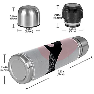 Stainless Steel Leather Vacuum Insulated Mug Leopard Thermos Water Bottle for Hot and Cold Drinks Kids Adults 16 Oz