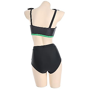 Miraculous Women's Lady Noir Beach Shoulder Straps Tie Top with High-Waist Bottom Bikini Set Swimsuit Bathing Suit (as1, Alpha, l, Regular, Regular, Black)