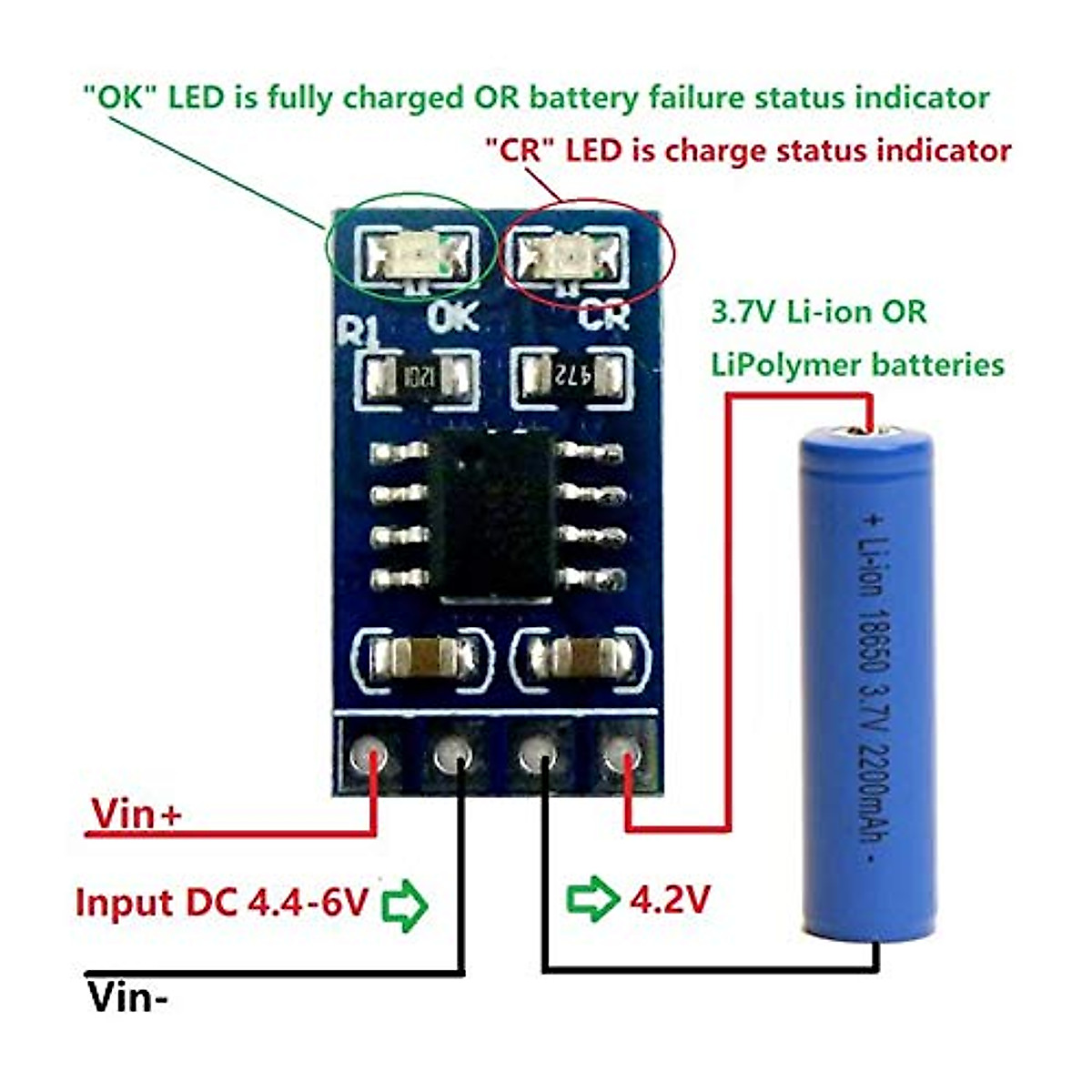 1A 4.2V 3.7V 18650 LiPo Li-ion Lithium Battery Charger MPPT Solar Controller Module Lithium Battery Solar Module(Without Pin)