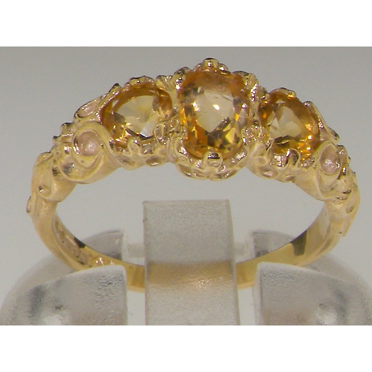 LetsBuyGold 10k Yellow Gold Real Genuine Citrine Womens Band Ring - Size 7