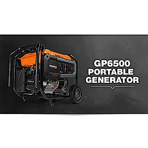 Generac 7681 GP6500 6,500-Watt Gas-Powered Portable Generator - PowerRush Technology for Increased Starting Capacity - Reliable and Durable - Easy Transport and Maintenance - Includes Cord