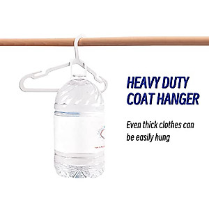 Yishyfier Plastic Clothes Hangers 16.5 Inches,Durable & Space Saving Coat Hanger Laundry/Daily Use,4mm Heavy Duty White Hangers for Coats,Jackets,T-Shirt,Pants & Dress(40Pack